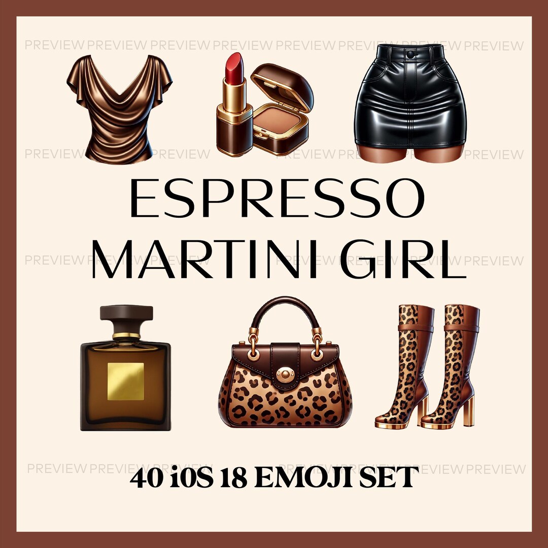 Ios 18 Emoji Sticker, Espresso Leopard iPhone Icons Pack, Digital ...
