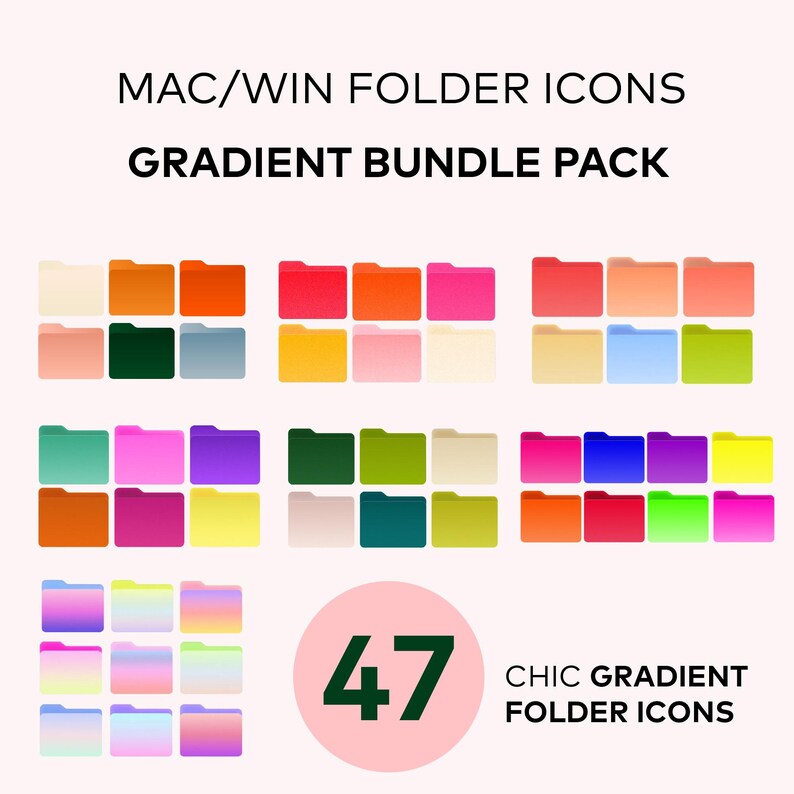 Gradient Bundle Pack Folder Icons 47 Folder Icons Color Pack Aesthetic ...