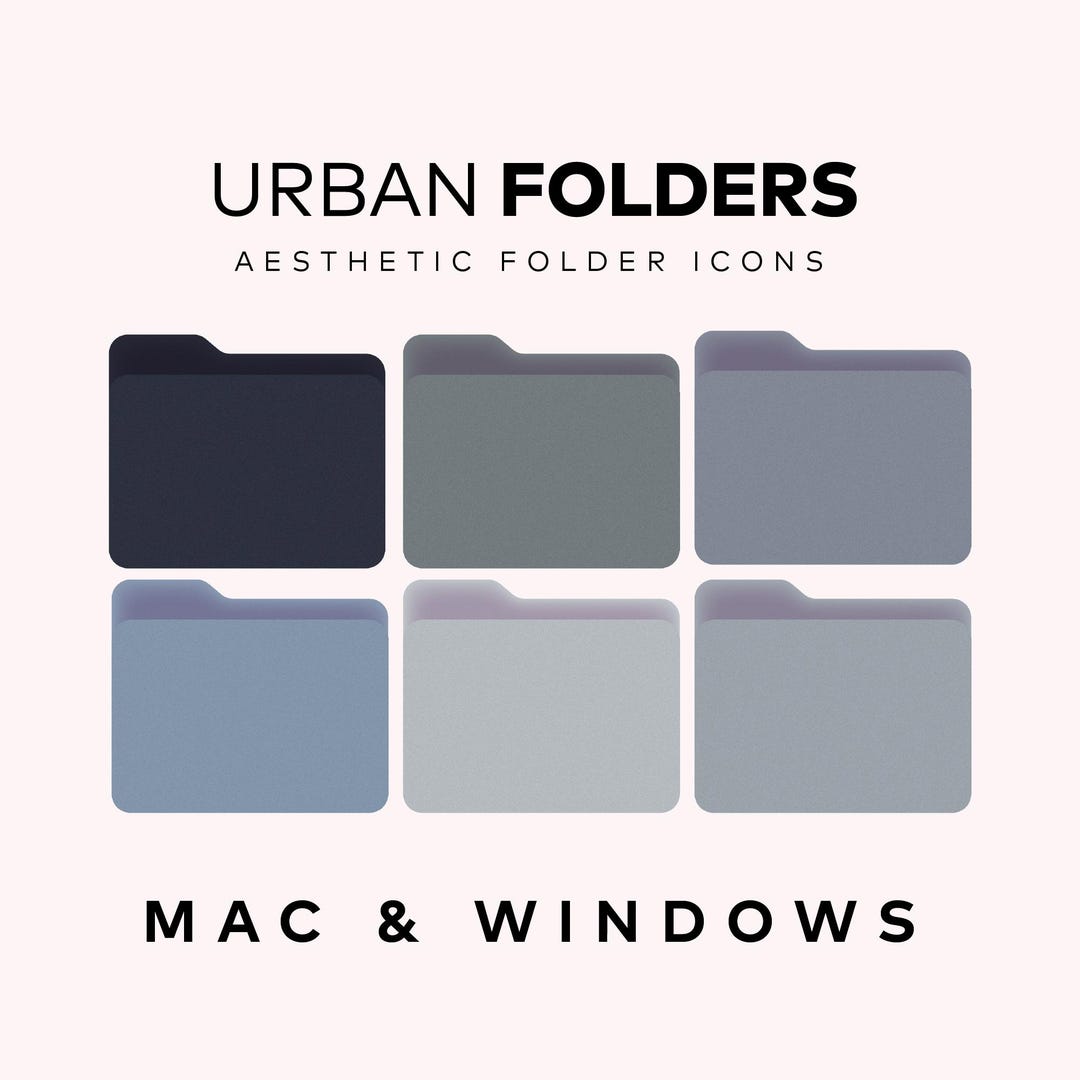 6 Desktop Folder Icons Pack, Mac Book Folder Icons, Urban Grey Student ...