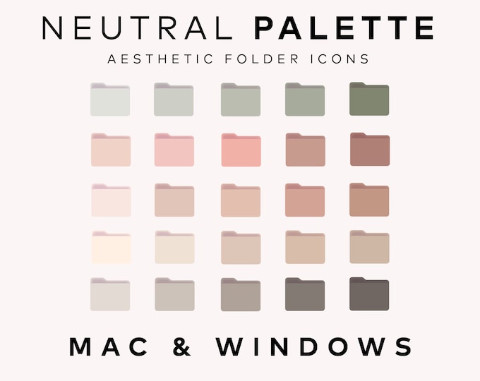 25 Desktop Folder Icons Pack, Elegant Neutral Color Palette Imac ...