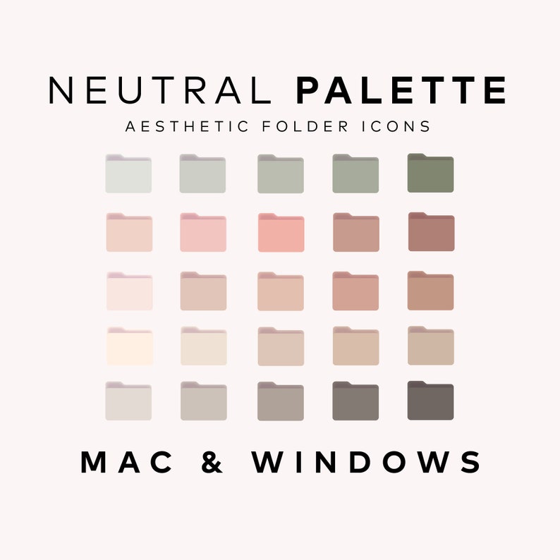 25 Desktop Folder Icons Pack, Elegant Neutral Color Palette Imac ...