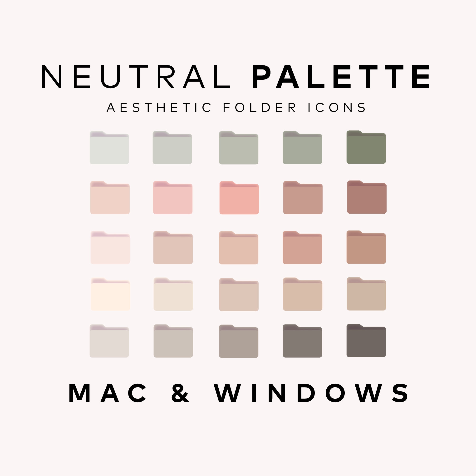 25 Desktop Folder Icons Pack, Elegant Neutral Color Palette Imac ...
