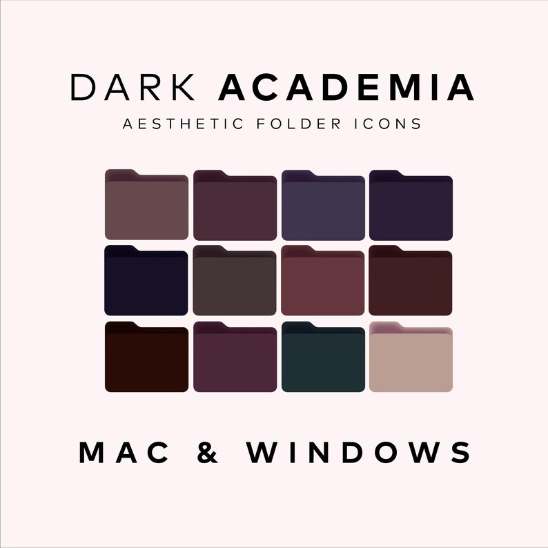 12 Desktop Folder Icons Pack, Dark Academia Color Palette Imac, Stylish ...