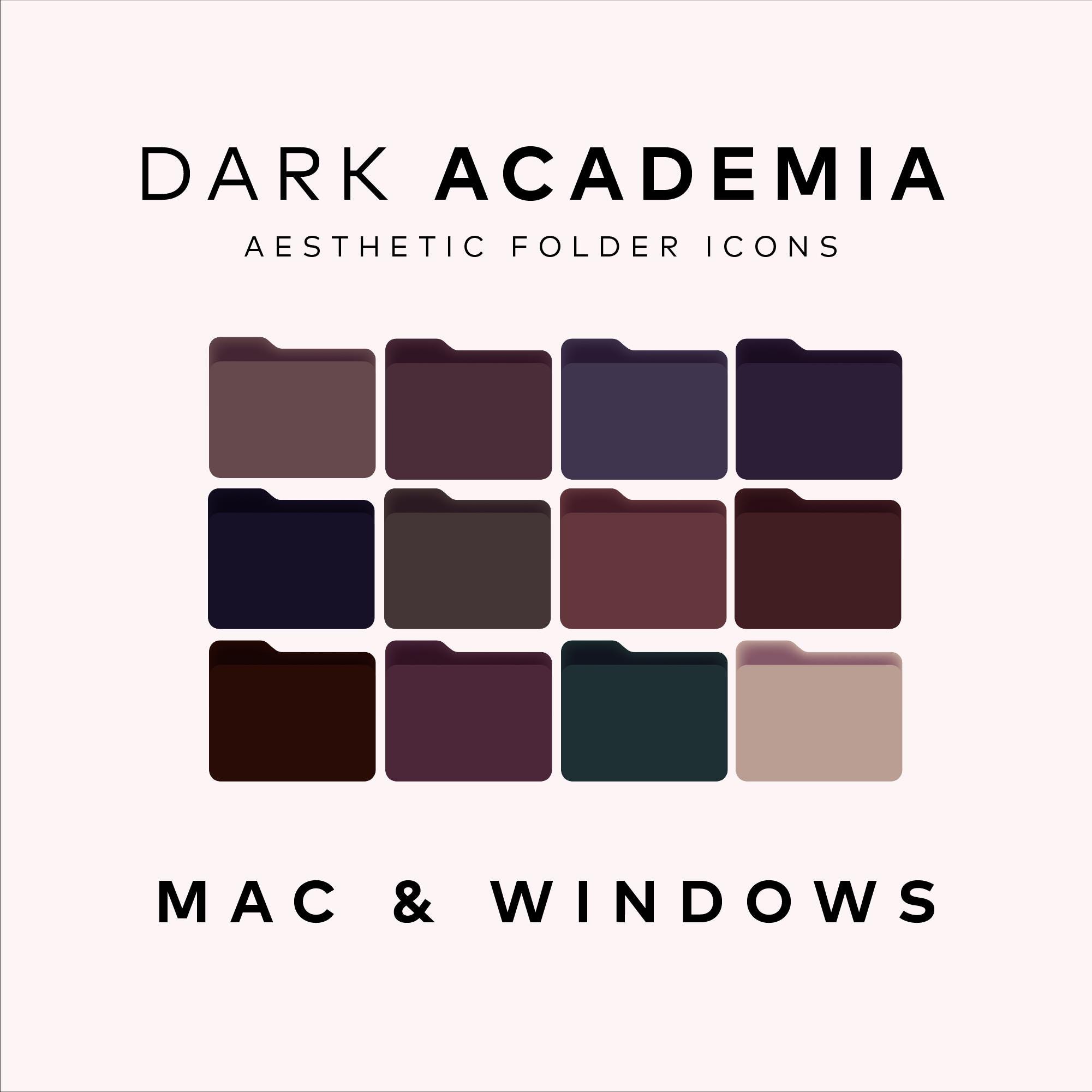 12 Desktop Folder Icons Pack, Dark Academia Color Palette Imac, Stylish ...
