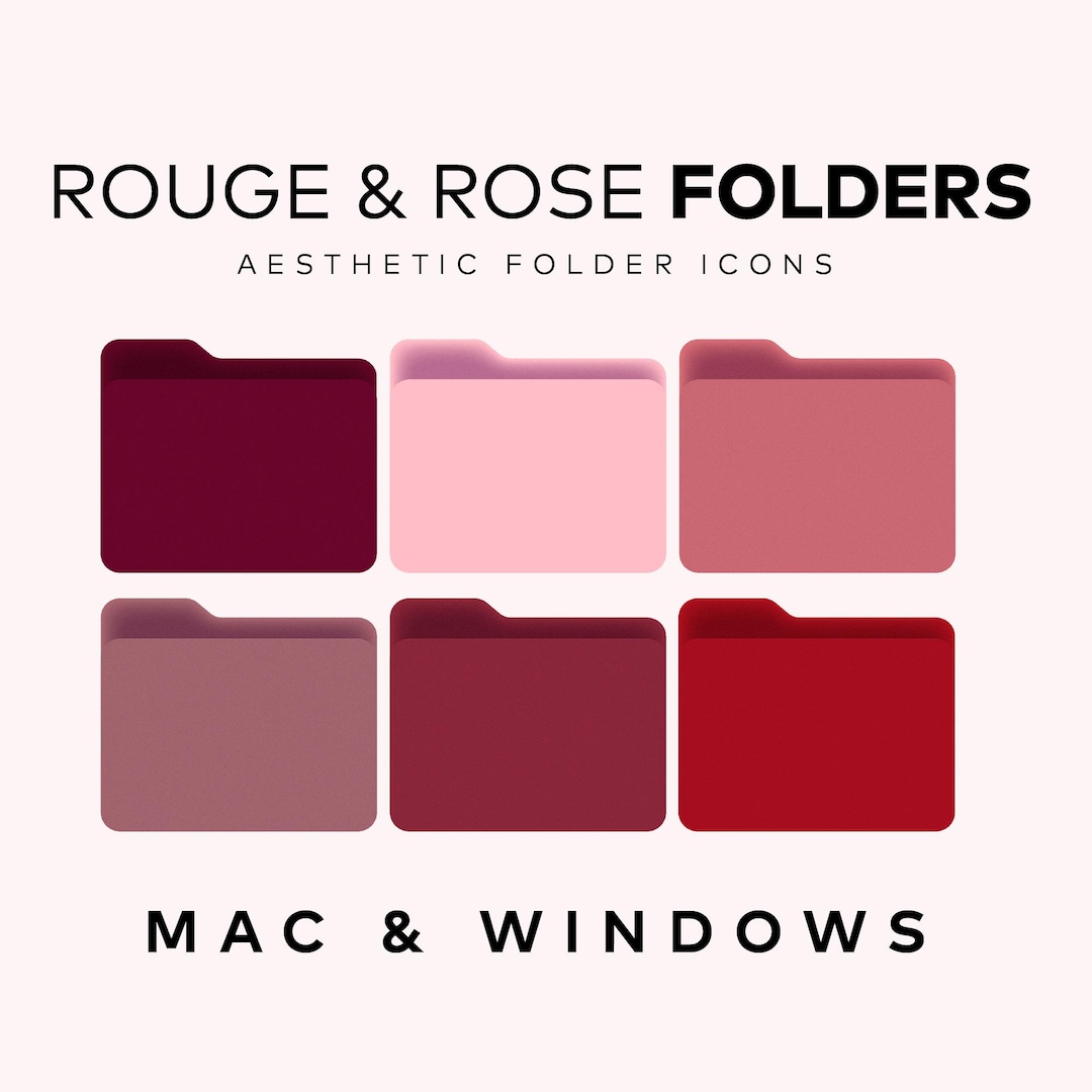 6 Desktop Folder Rouge Red Pink Rose Folder Icons Feminine Aesthetic ...