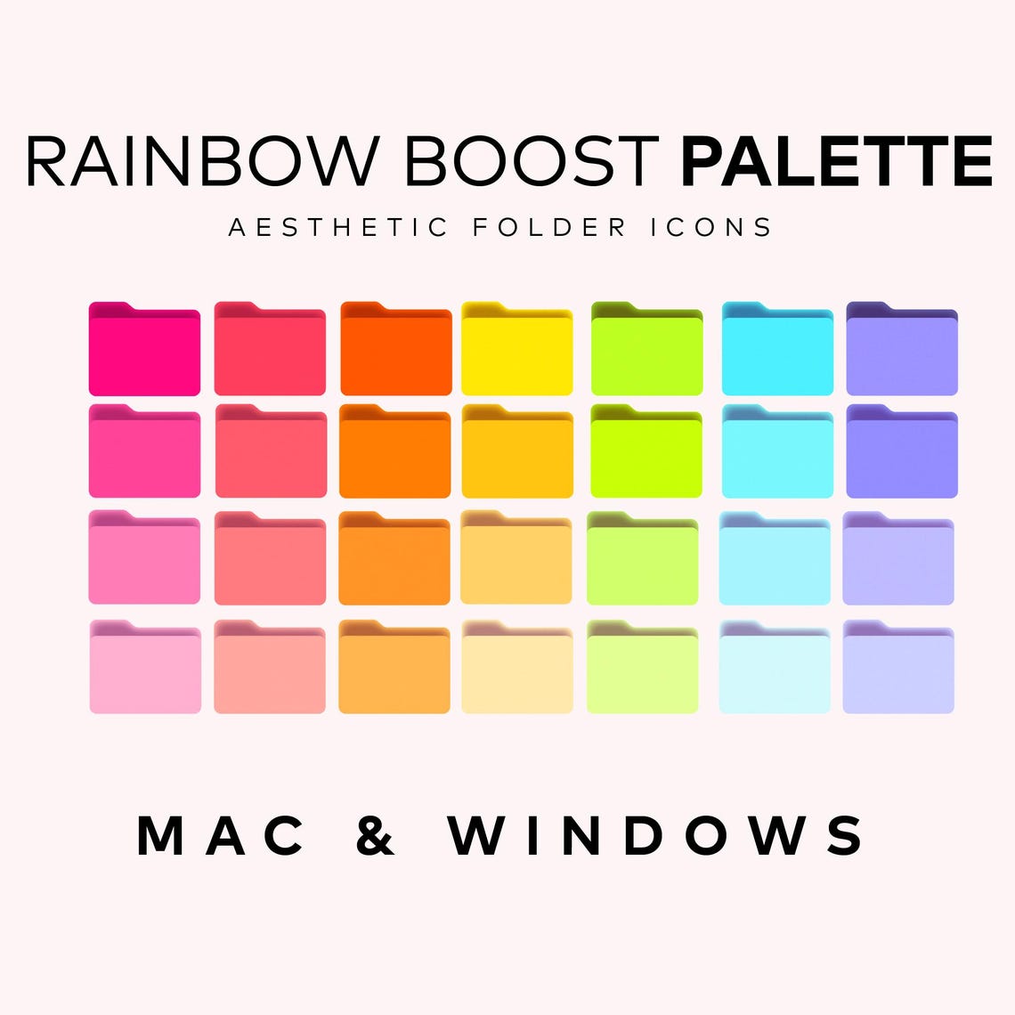 Rainbow Desktop Folder Icons: Mac & Windows (digital Download) - Etsy