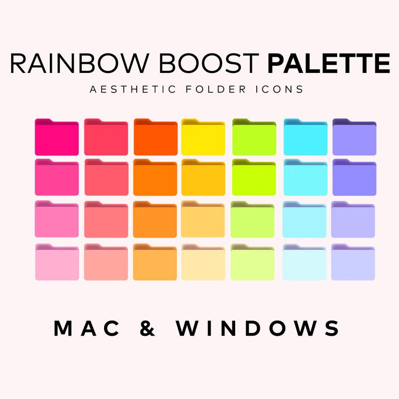 Rainbow Desktop Folder Icons: Mac & Windows (digital Download) - Etsy