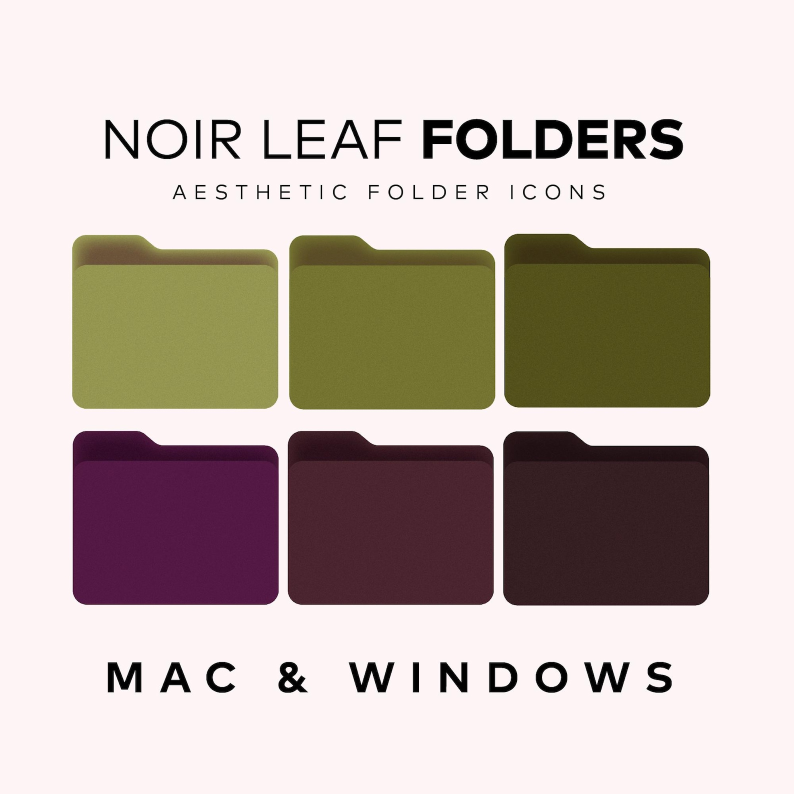 6 Customizable Folder Set Noir Leaf Autumn Green Soft Earthy Elegeant ...