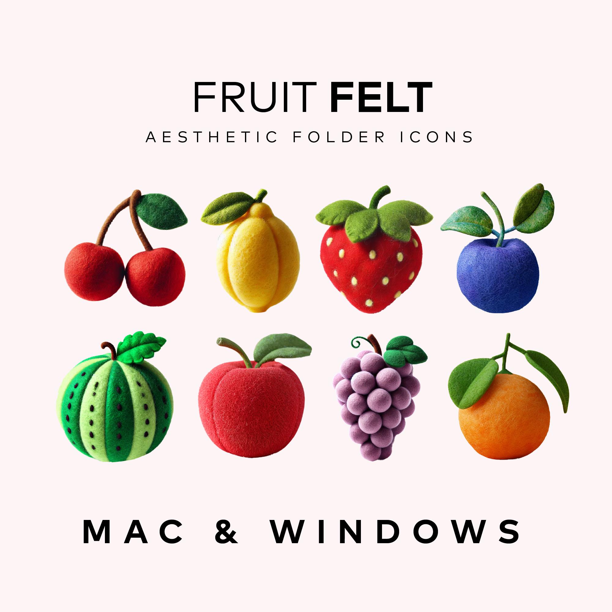 8 Desktop Folder Icons Pack Fruit Felt Folders Bright Colors Palette ...