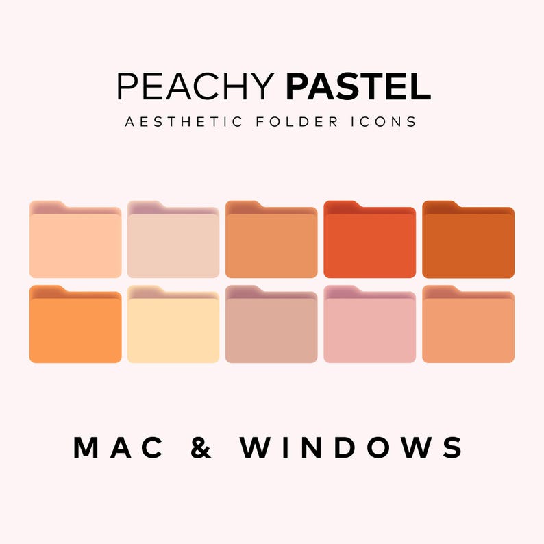 10 Desktop Folder Icons Pack, Peach Pastel Color Palette Imac, Windows ...