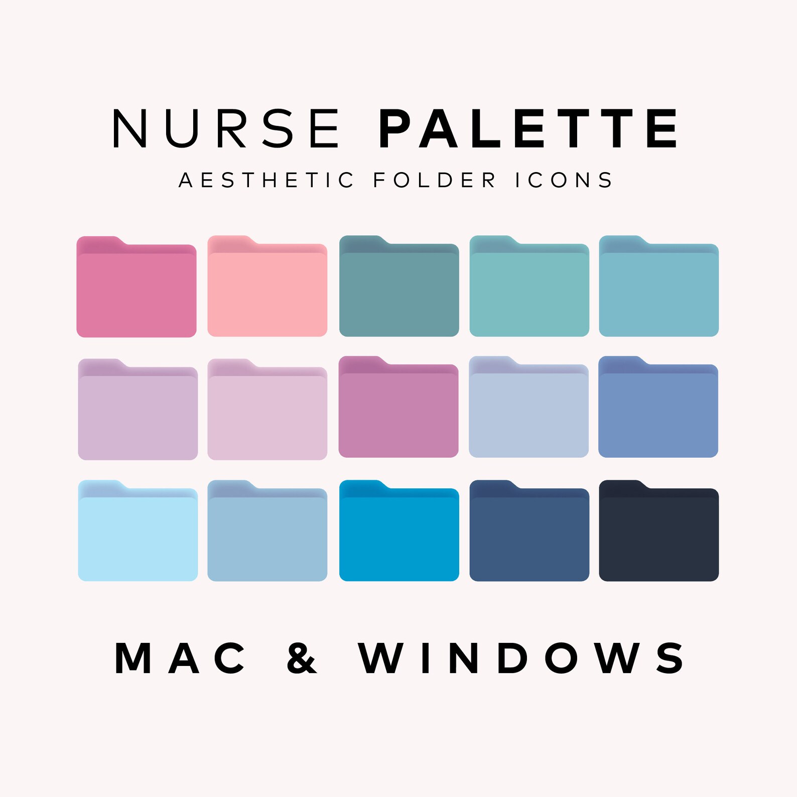 15 Desktop Folder Icons Pack, Nurse Med School Minimal Color Palette ...
