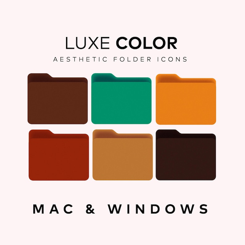 6 Desktop Folder Icons Pack, Luxe Palette Imac, Elegant Customizable ...