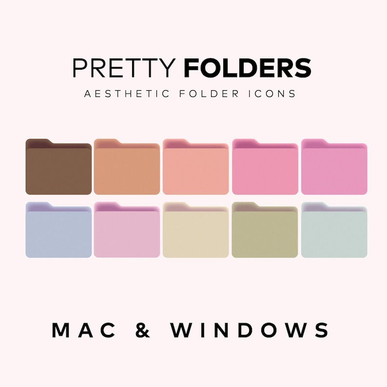 10 Pastel Pretty Girly Palette Desktop Folder Icons: Kawaii Mac ...