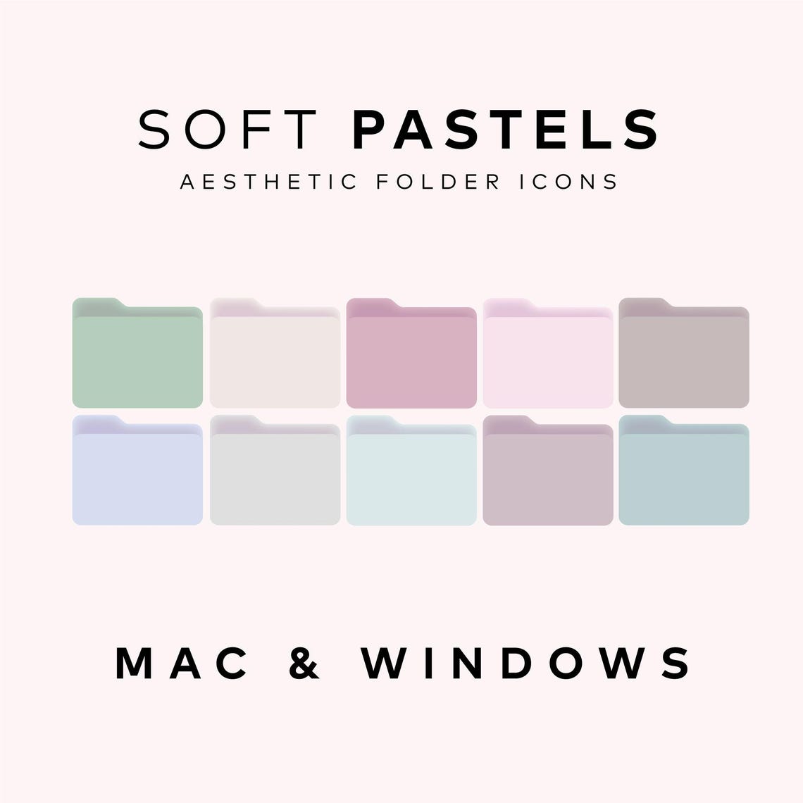 10 Desktop Folder Icons Pack, Neutral Soft Pastel Color Palette Imac ...