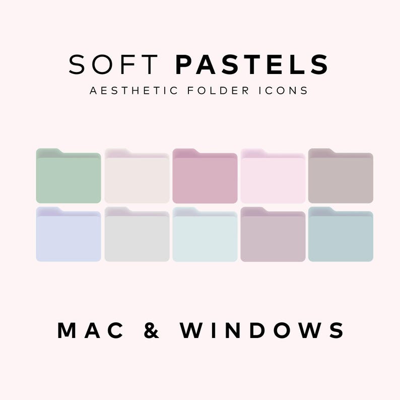 10 Desktop Folder Icons Pack, Neutral Soft Pastel Color Palette Imac ...