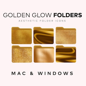 6 Desktop Folder Icons Pack, Mac Book Folder Icons, Glitter Gold Yellow ...