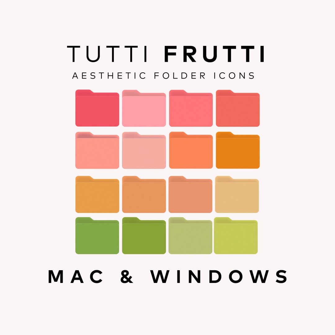 16 Desktop Folder Icons Pack, Summer Neon Tutti Frutti Bright Color ...