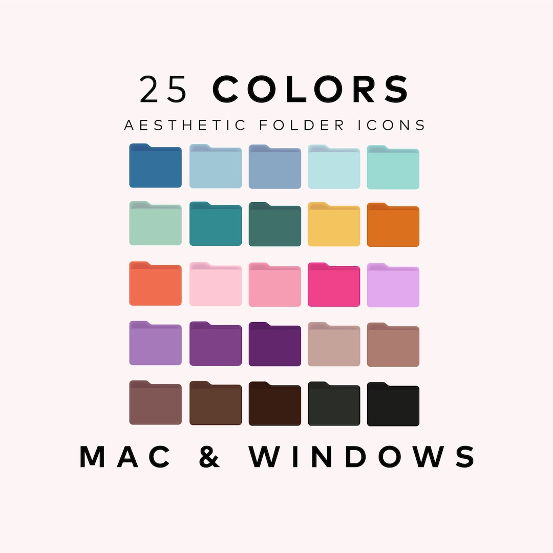 25 Desktop Folder Icons Pack, Minimal Chic Color Palette Imac, Windows ...