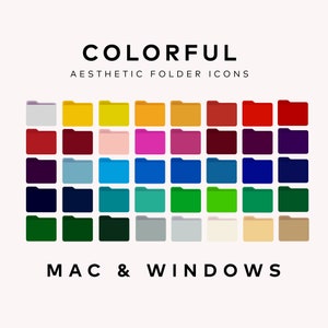 40 Desktop Folder Icons Pack, Vibrant Bright Color Palette Imac ...