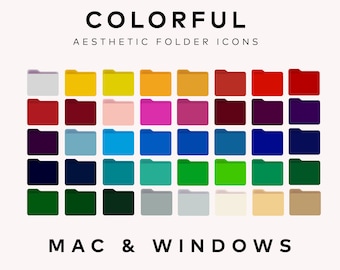 40 Desktop Folder Icons Pack, Vibrant Bright Color Palette Imac ...