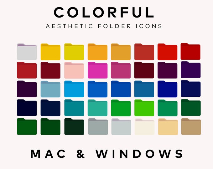40 Desktop Folder Icons Pack, Vibrant Bright Color Palette Imac ...