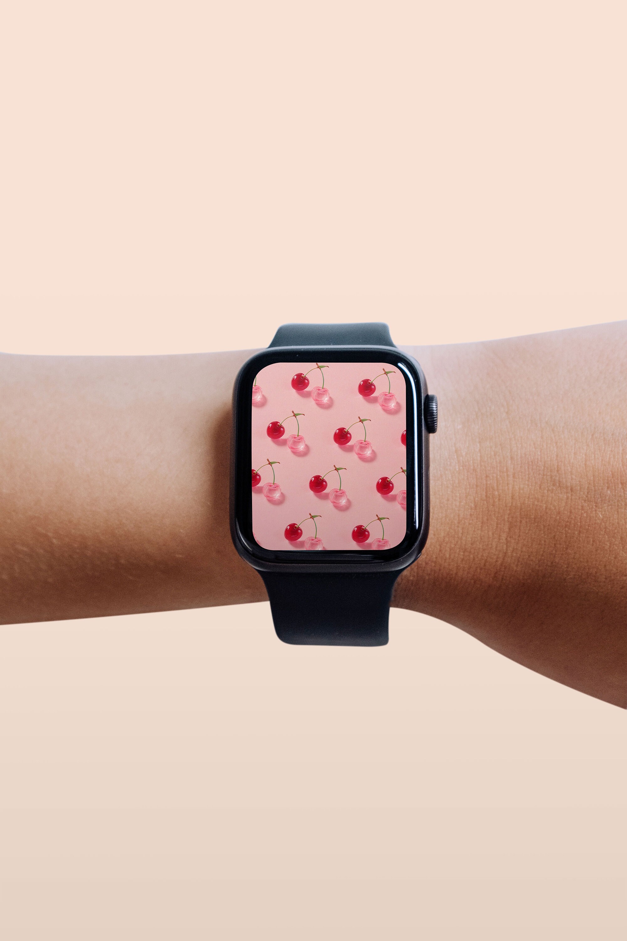 Cherries Apple Watch Wallpaper, Smartwatch Background, Pink Digital ...