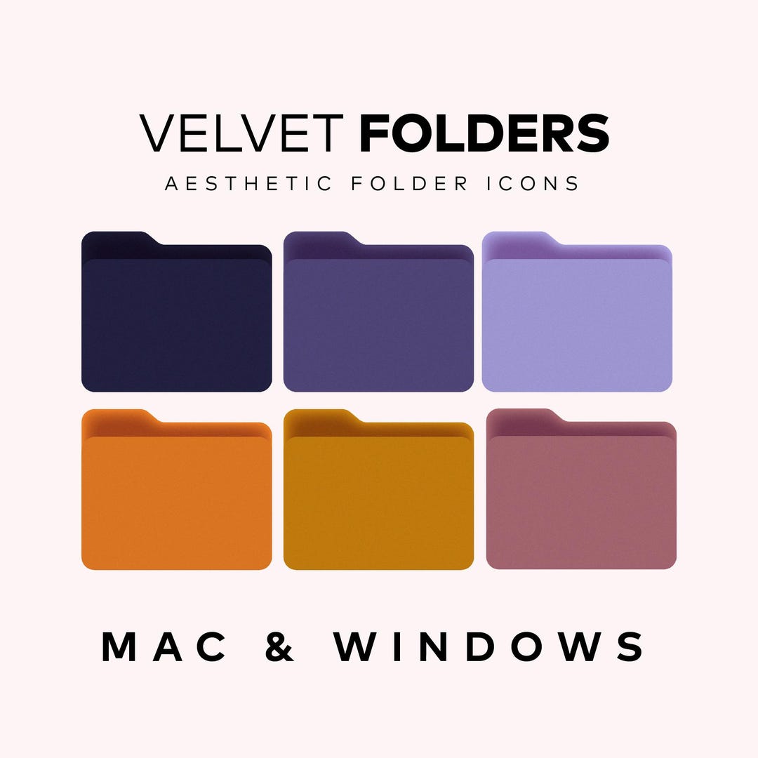 6 Desktop Folder Icons Pack, Mac Book Folder Icons, Velvet Elegant ...