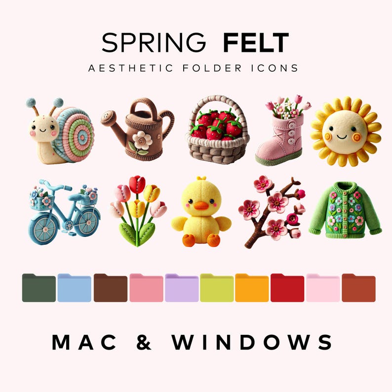 20 Desktop Folder Icons Pack Spring Felt Bright Colors Palette Folder ...
