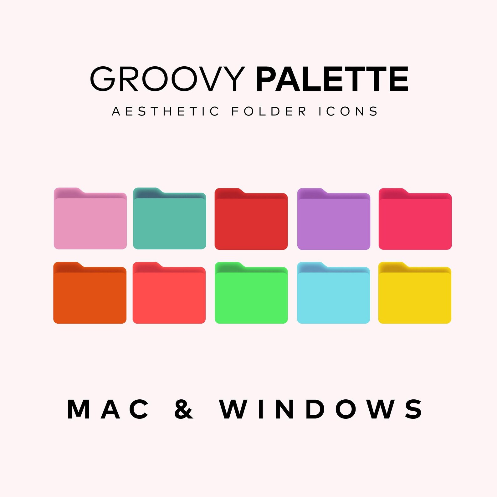 10 Desktop Folder Icons Pack, Mac Book Folder Icons, Groovy Disco ...