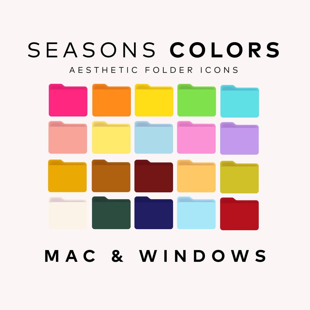 20 Desktop Folder Icons Pack, All Seasons Minimal Color Palette Imac ...
