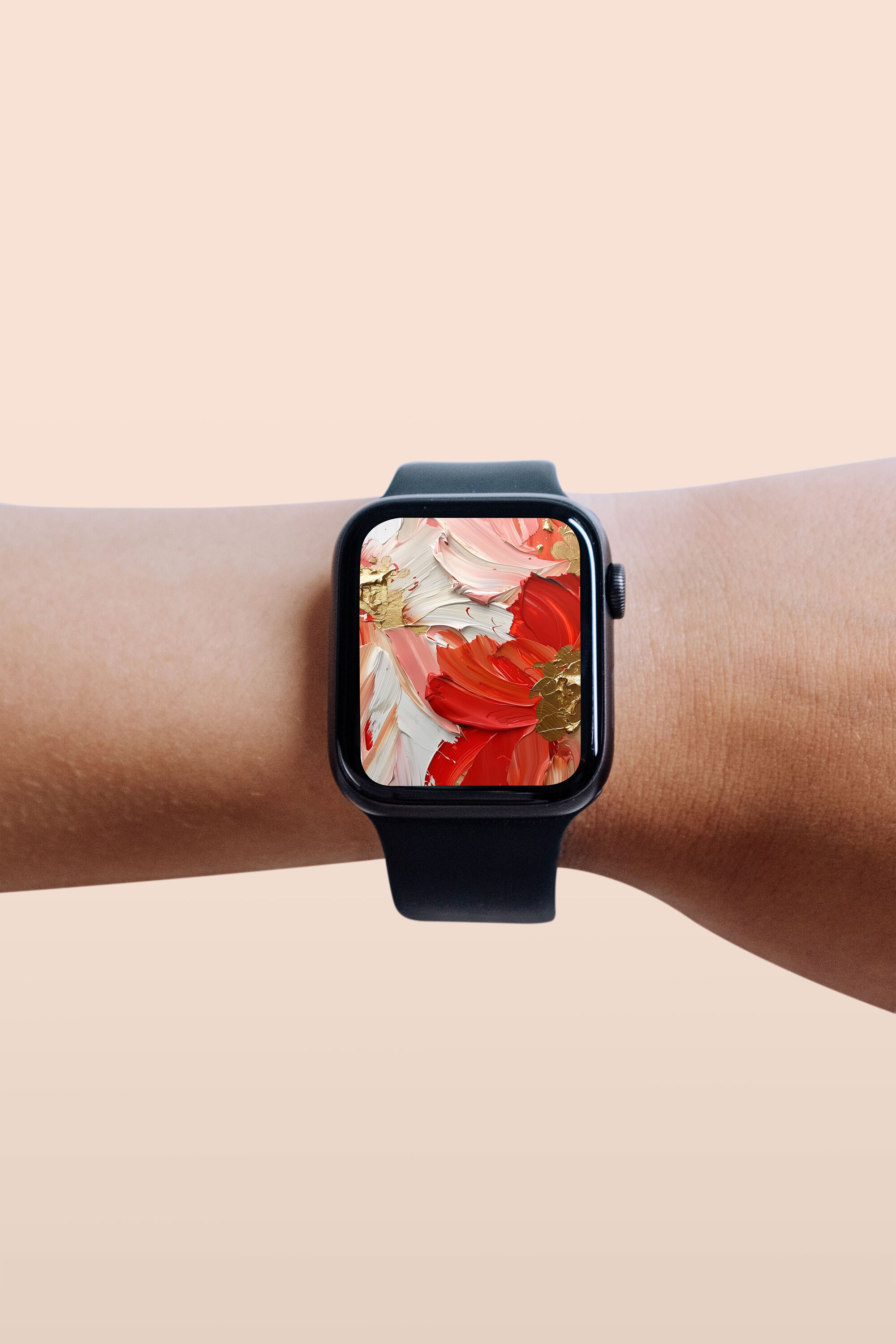 Apple Watch Wallpaper, Smartwatch Background, Digital Watch Face, Red ...