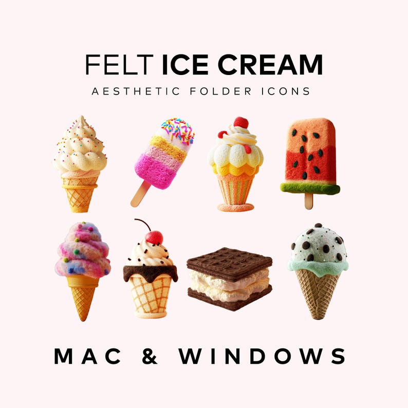 8 Desktop Folder Icons FELT Summer Ice Cream Color Palette Imac, Folder ...