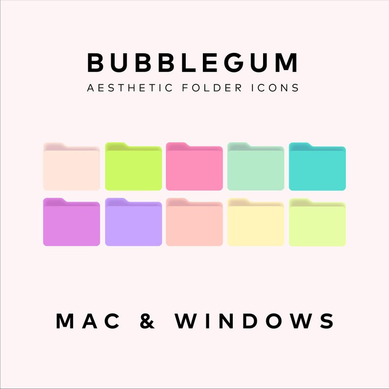 10 Desktop Folder Icons Pack Vibrant Bubblegum Bright Gradient Color ...
