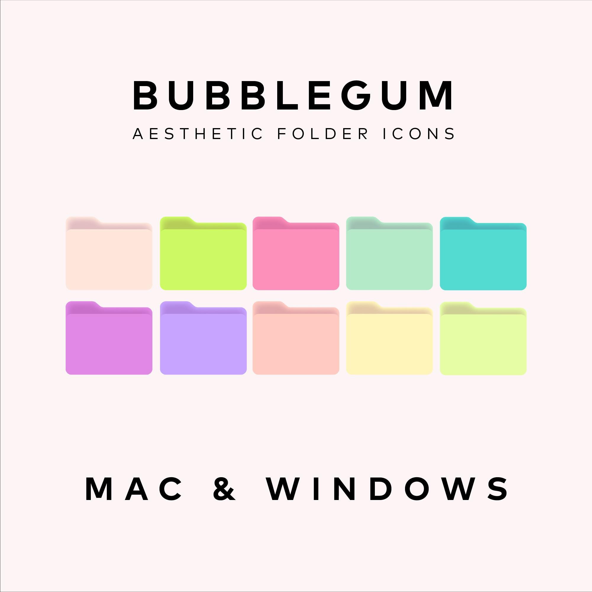 10 Desktop Folder Icons Pack Vibrant Bubblegum Bright Gradient Color ...