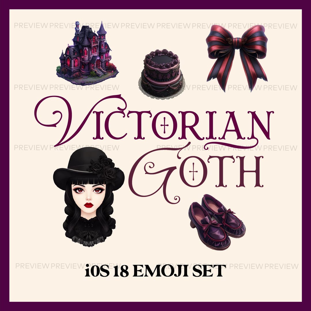 Ios 18 Emoji Sticker, Dark Victorian Goth Themed Emoji PNG Files for ...