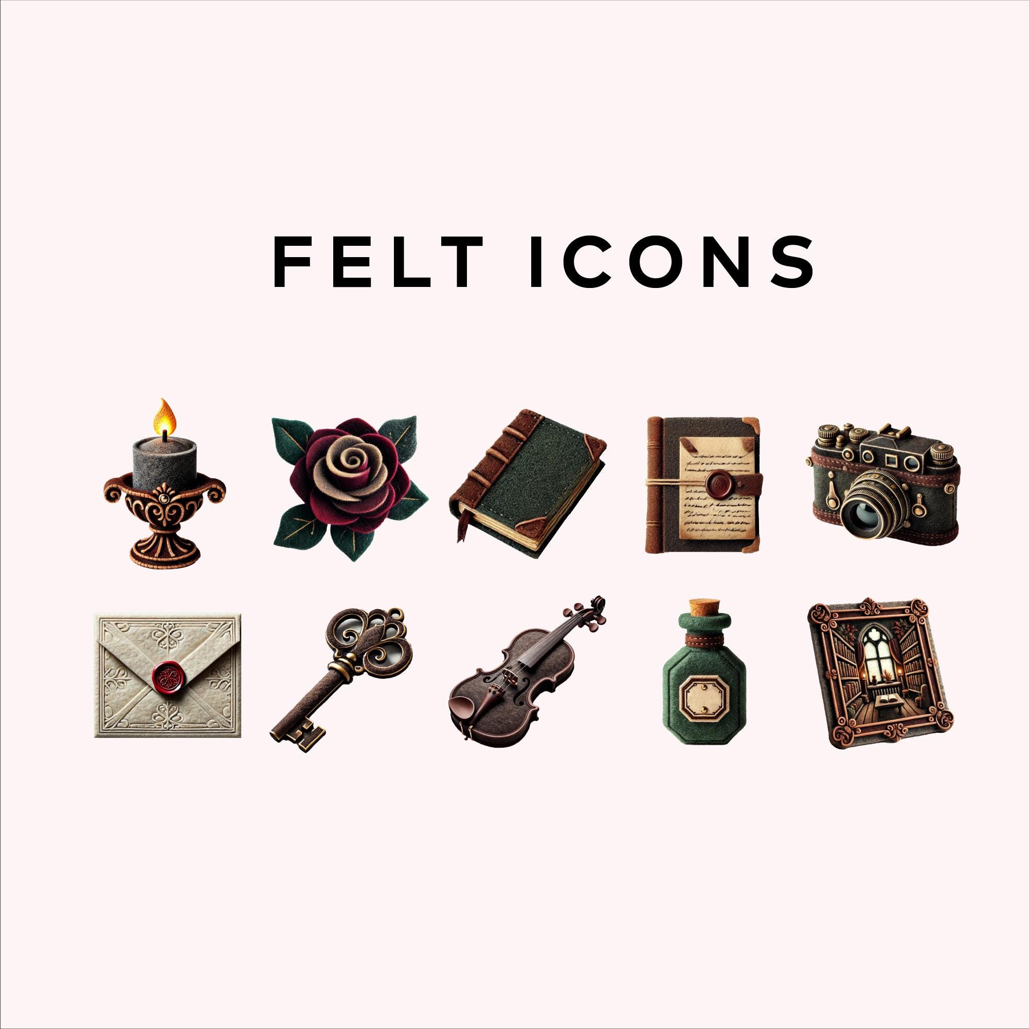 20 Desktop Folder Icons Pack Dark Academia Felt Icons Folders Color ...