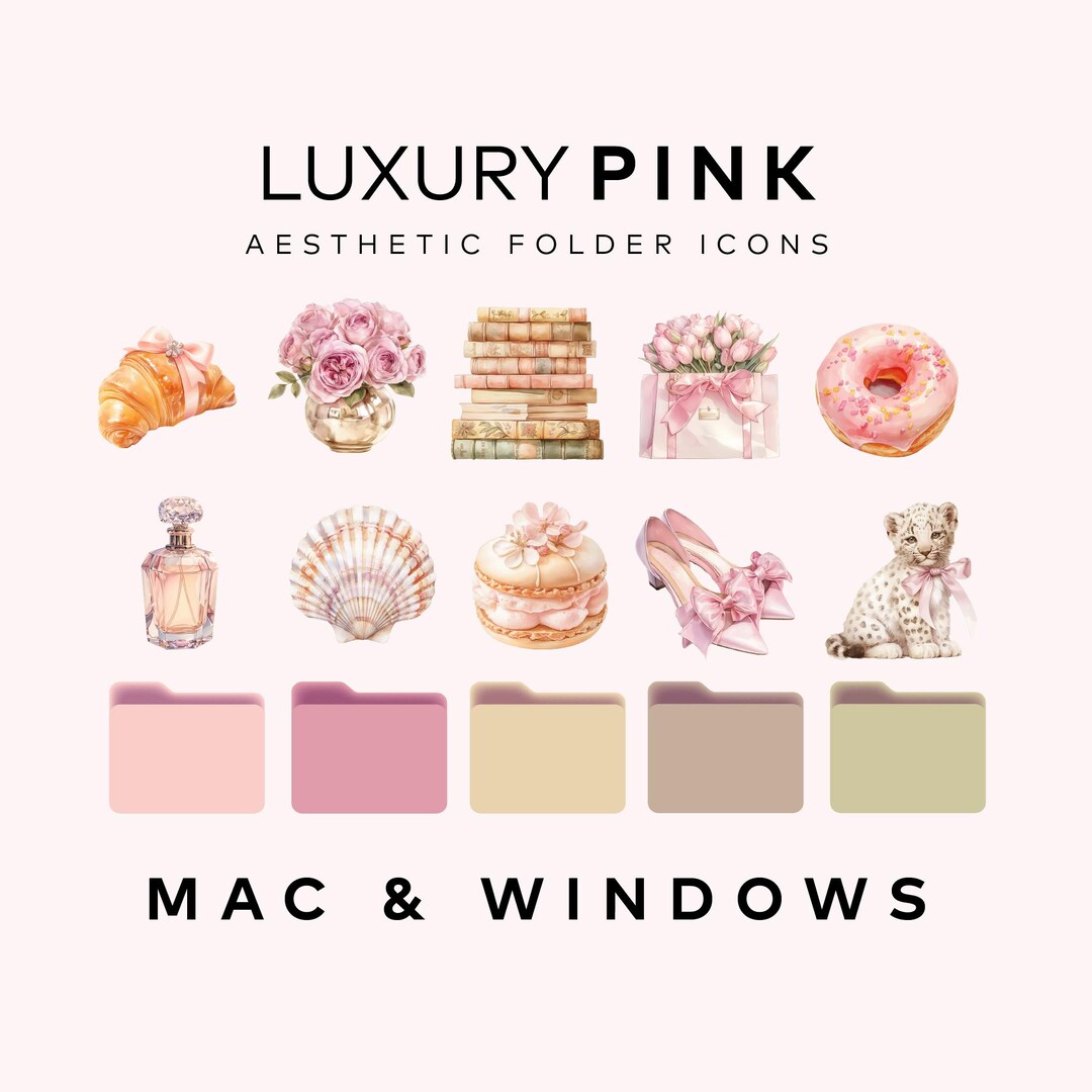 Luxury Pink Desktop Folder Icons: Mac & Windows (PNG) (ICO) - Etsy