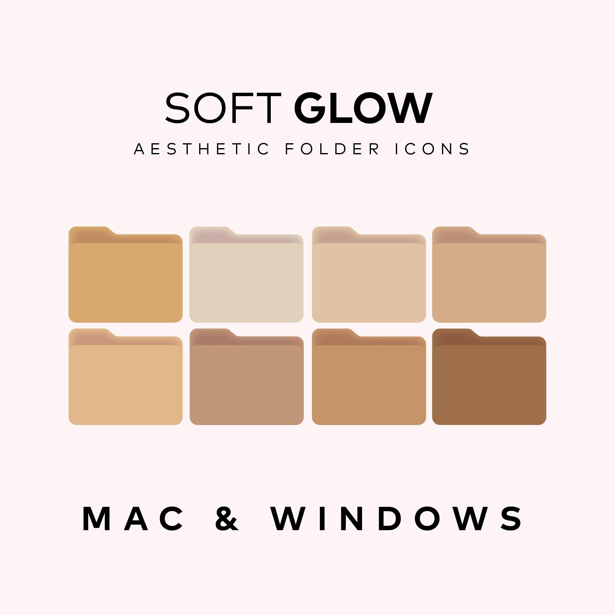 8 Desktop Folder Icons Pack, Golden Glow Soft Color Palette Imac, Man ...