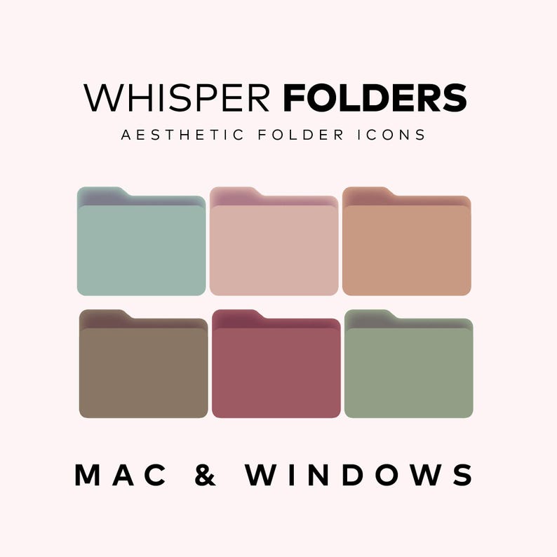 6 Desktop Folder Icons Pack, Soft Girly Color Palette Imac, Customized ...