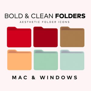6 Desktop Folder Icons Pack, Bold Clean Chic Color Palette Imac ...