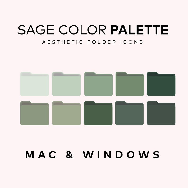 10 Desktop Folder Icons Pack Sage Green Neutral Chic Color Palette Imac ...