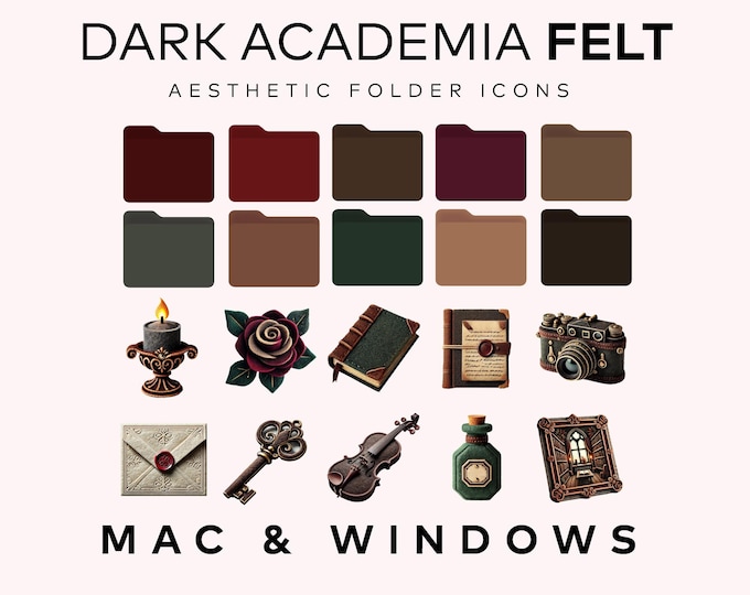 15 Desktop Folder Icons, LIGHT ACADEMIA Folder Icons, Mac, Windows ...