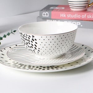 16 Pc / 32 Pc / 48 Pc Dinnerware Sets China Set Withe & Golden Rim ...