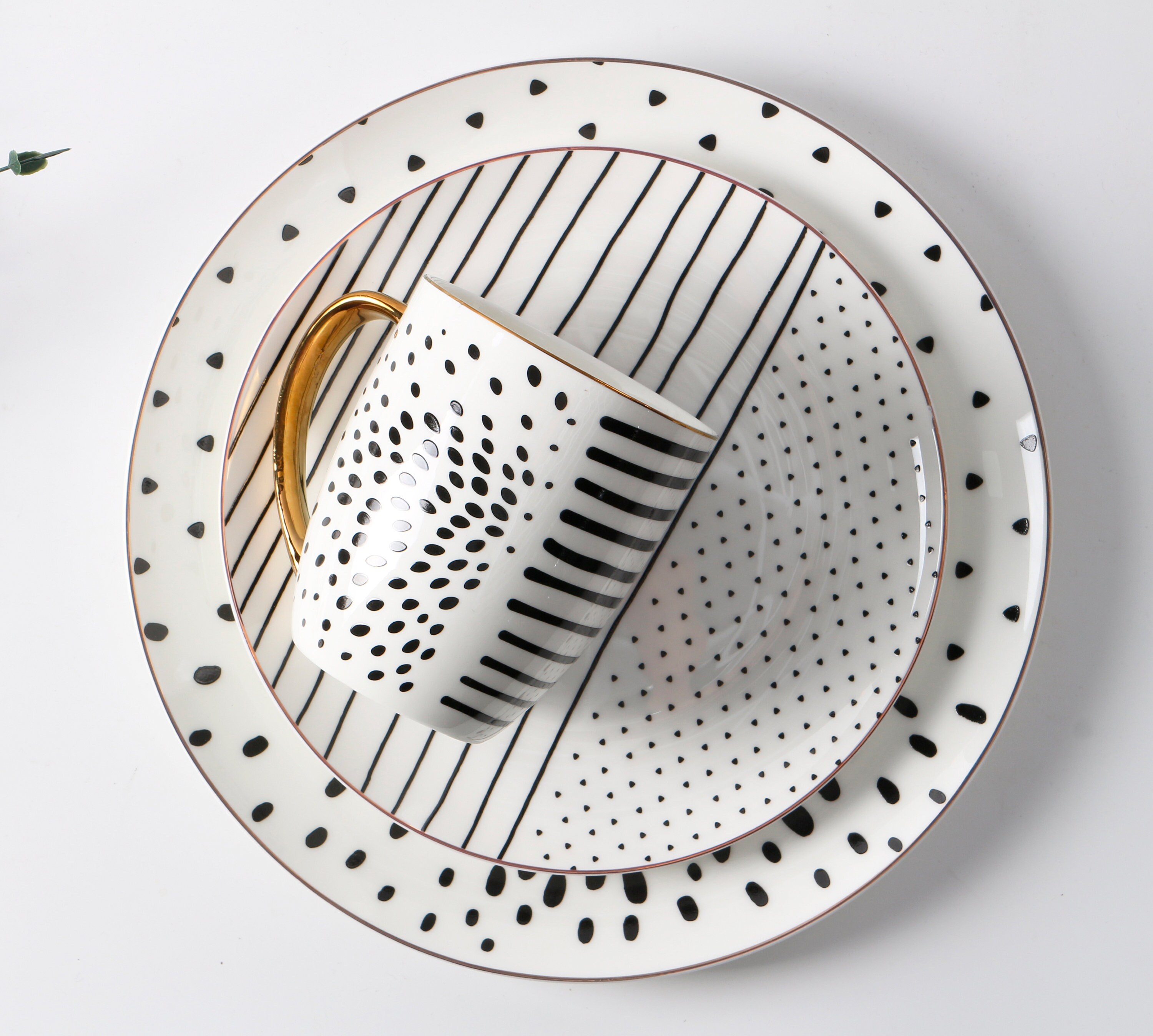 16 Pc / 32 Pc / 48 Pc Dinnerware Sets China Set Withe & Golden Rim ...