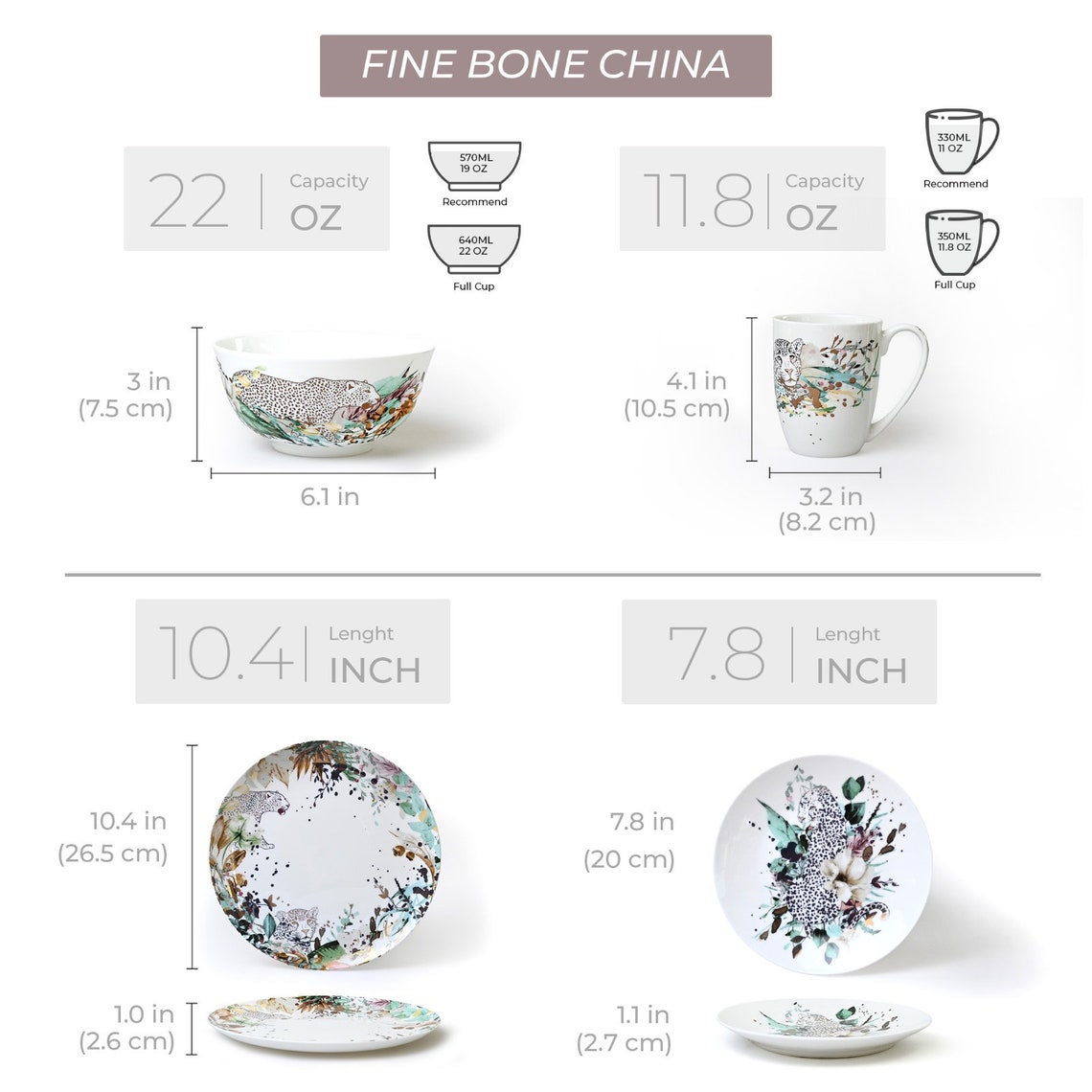 16-pc / 32-pc / 48-pc Dinnerware Sets Fine Bone China Sets Dishes Set ...