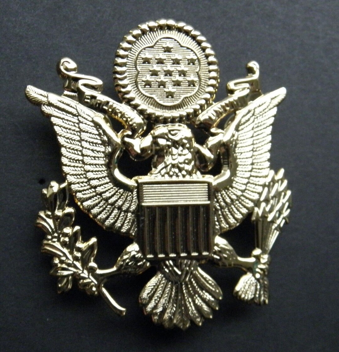 Us Army Officer Badge Pin 2.5 Inches Gold Colored - Etsy