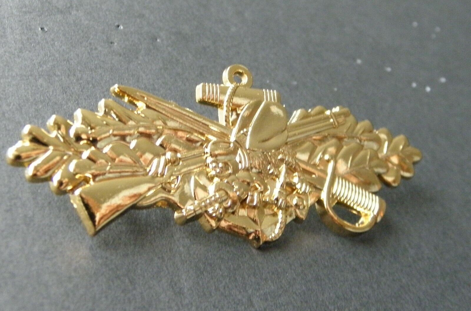 Seabees Combat Warfare Scw Gold Colored Usn Navy Lapel Pin Badge 2.75 ...