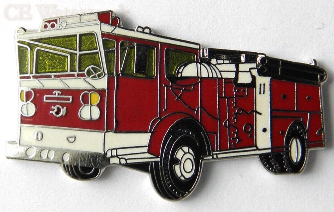 Fire Engine Firefighter Fireman Large Truck Lapel Pin Badge 1.5 Inches ...