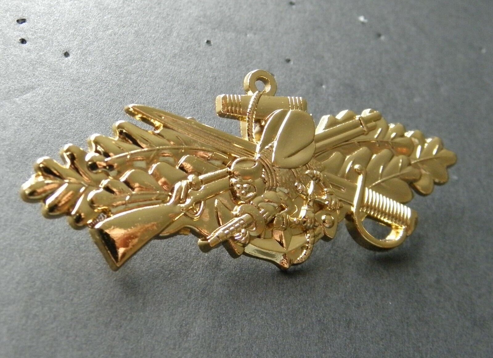 Seabees Combat Warfare Scw Gold Colored Usn Navy Lapel Pin Badge 2.75 ...