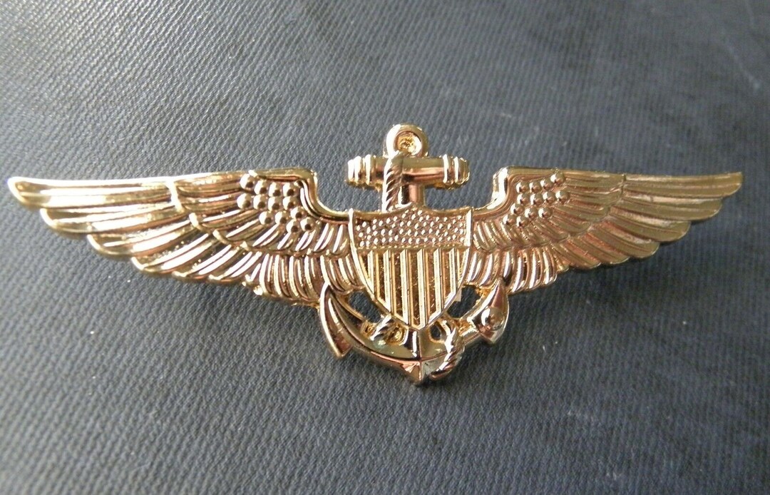Usmc Marines Marine Corps Aviator Wings Lapel Pin Badge 2.6 Inches Gold ...